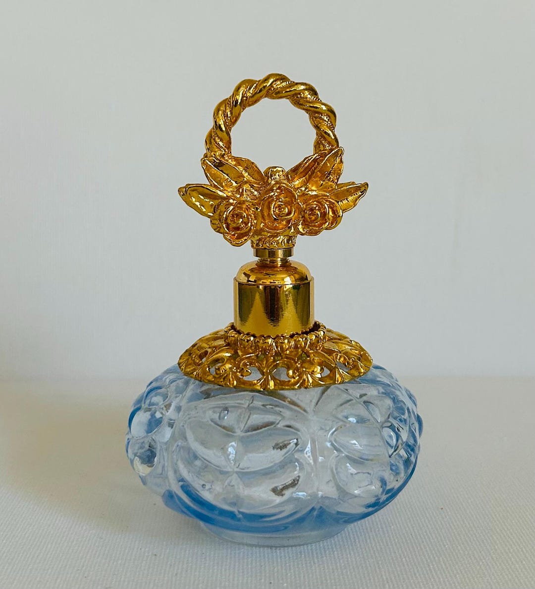 Vintage Matson Gold Rose Ormolu Glass Perfume Bottle, Mid-20th Century ...