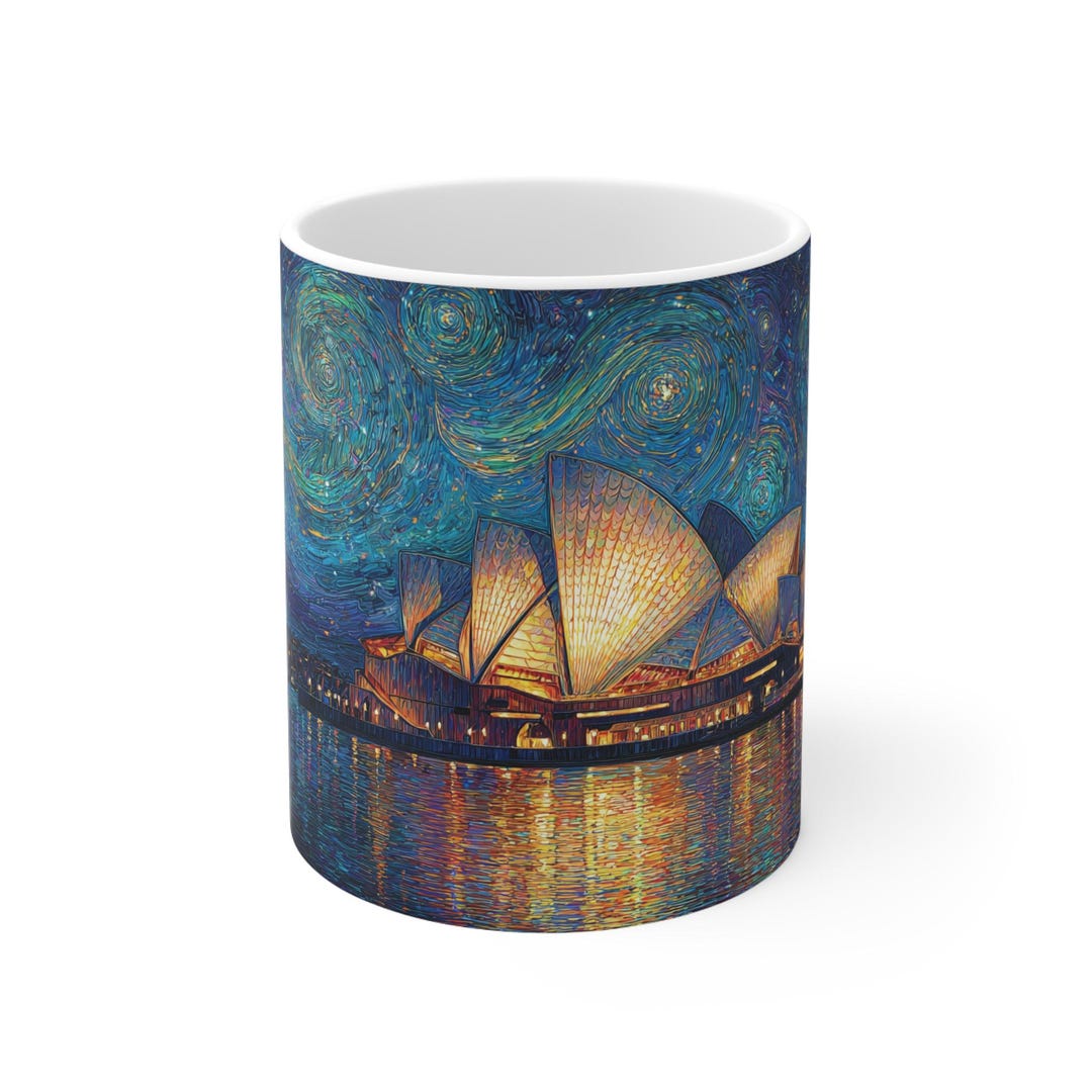 Surreal Sydney Opera House Mug 325ml | Starry Night Skyline Coffee Cup ...