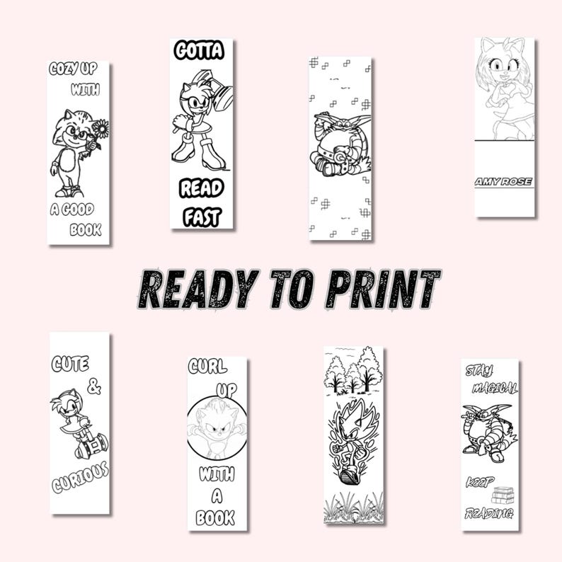 16 Sonic Printable Coloring Bookmarks | Editable Canva Template | Kids ...