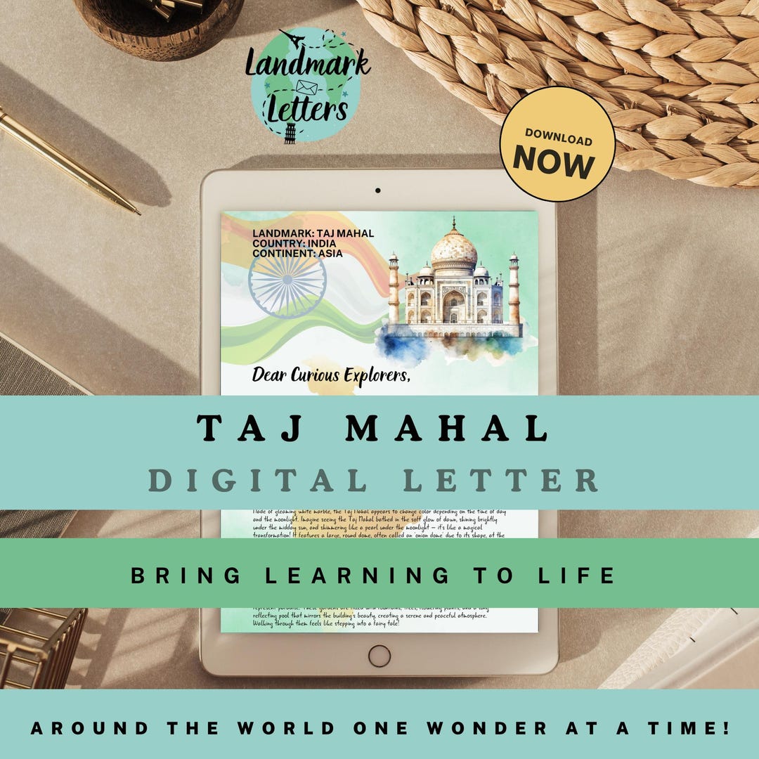 Taj Mahal India Printable Letter | Digital Educational Story Letter for ...