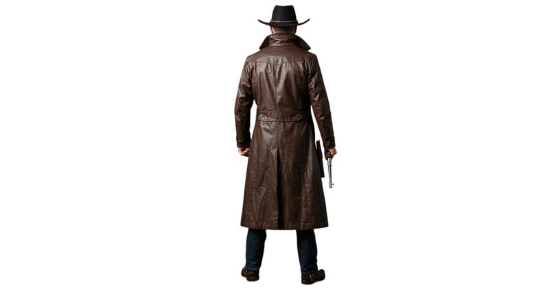 Cowboy Leather Duster Coat | Brown Western Long Jacket | Vintage Trench ...