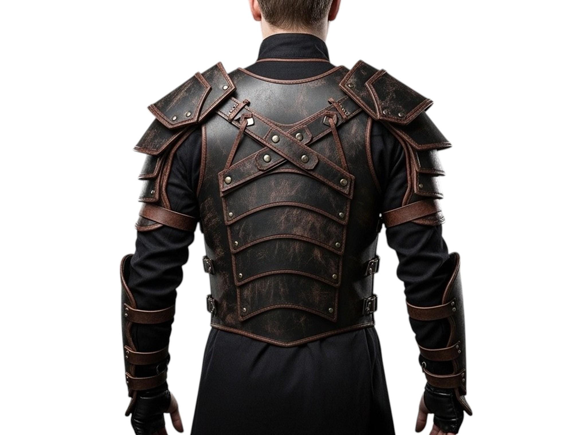 Handmade Black / Brown Leather Warrior Armor | Medieval Shoulder ...