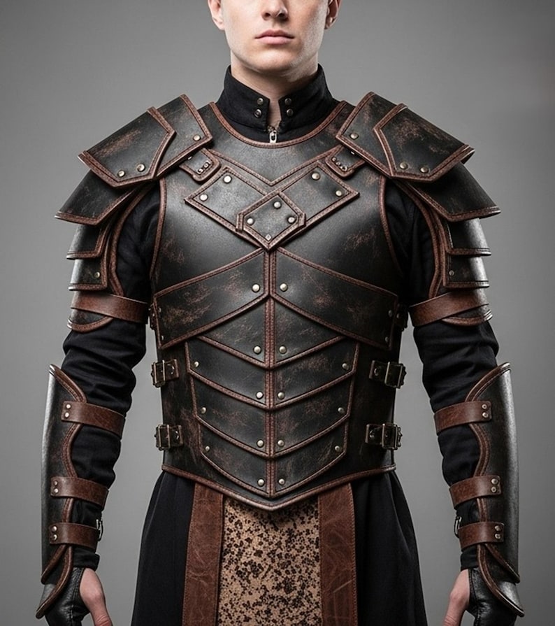 Handmade Black / Brown Leather Warrior Armor | Medieval Shoulder ...