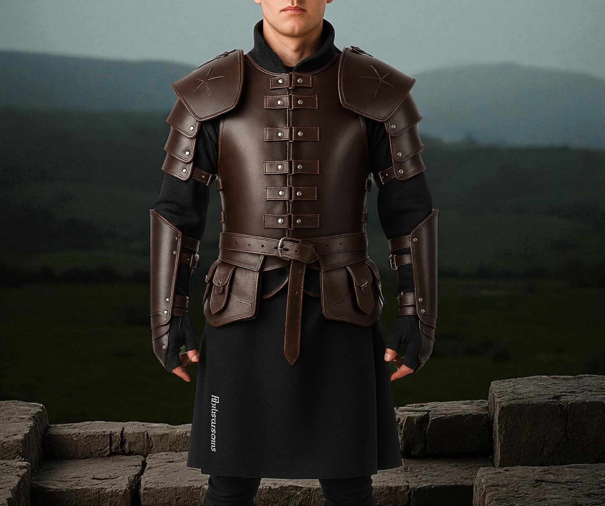 Cosplay Knight Armor | LARP Battle Outfit Brown Medieval Leather Armor ...