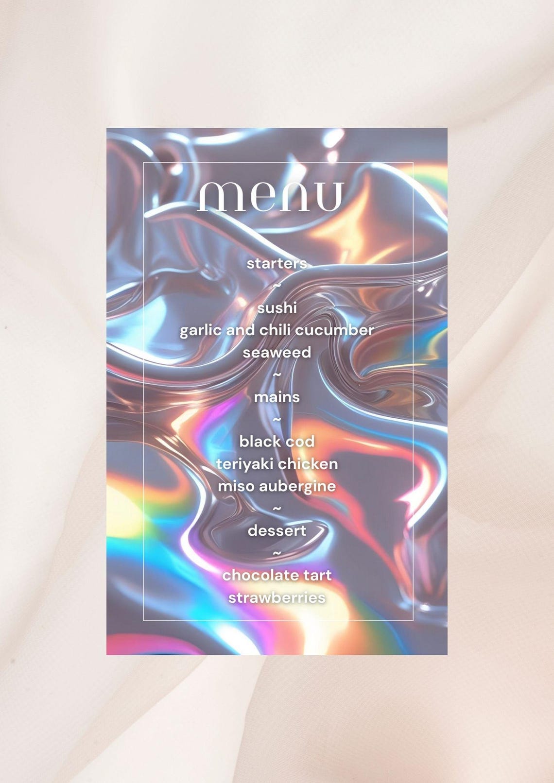 METALLIC | Personalised | Dinner Menu | Drinks Menu | Seat/ Name Tags ...