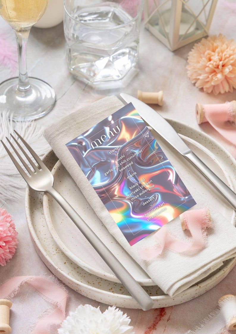 METALLIC | Personalised | Dinner Menu | Drinks Menu | Seat/ Name Tags ...