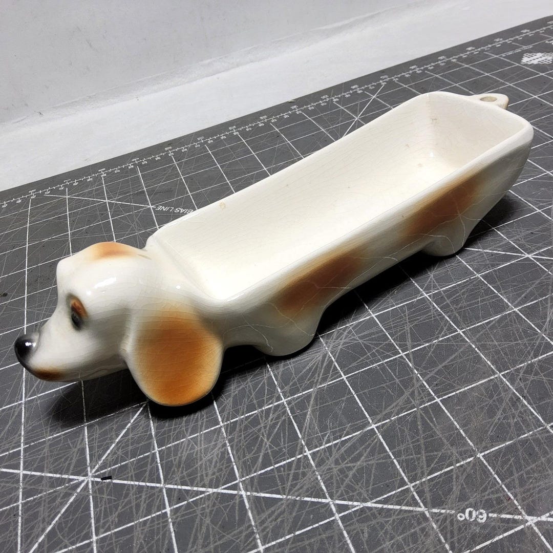 Vintage Dachshund Long Cracker Bar Figurine Weiner Dog Hound Candy Dish ...