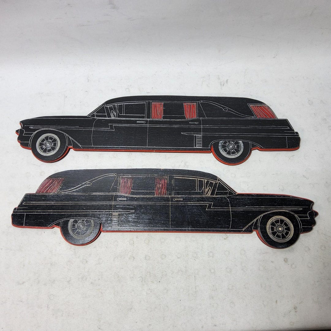 Laser Cut Hot Rod Hearse Cadillac Wooden Painted Magnetic Wall Art ...