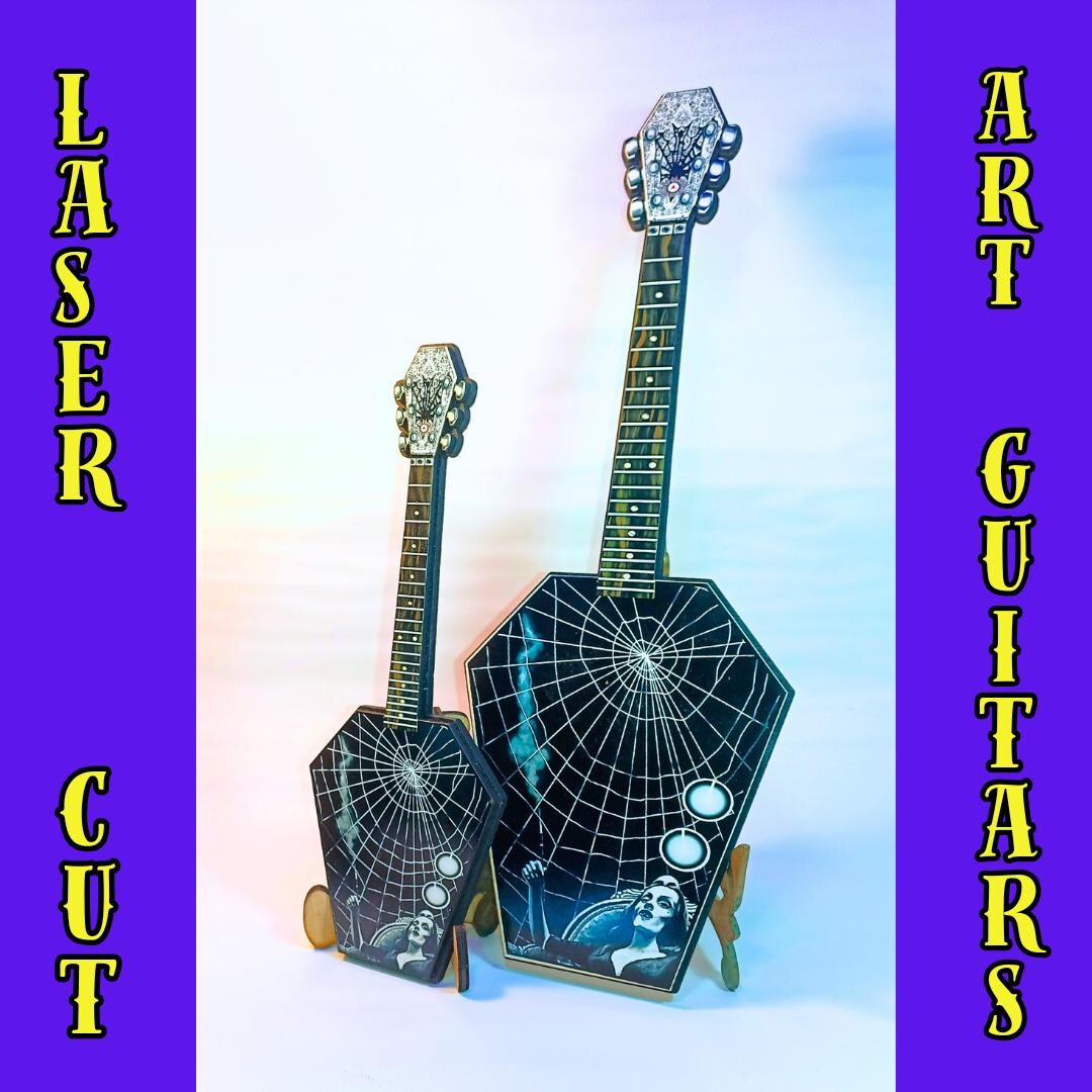 Vampira Coffin Lid Shaped 9x24 Art Guitar Digital Laser Cut Print Pinup ...