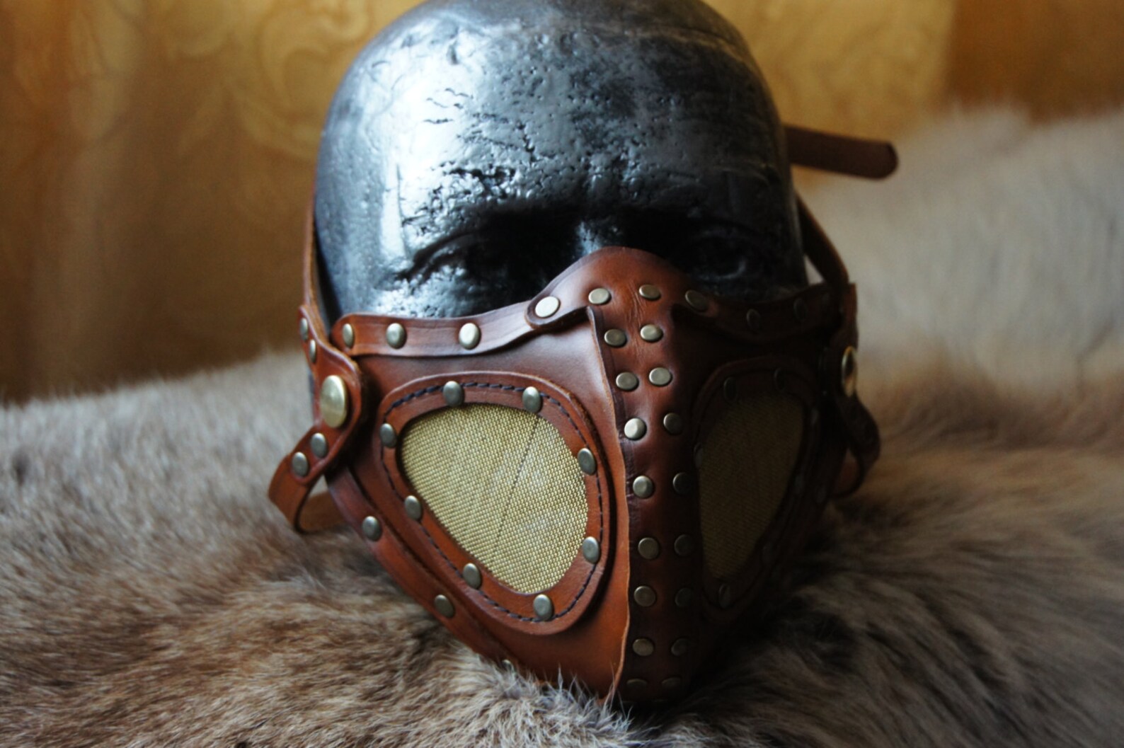 Leather Respirator Style Mask With Mesh Inserts - Etsy