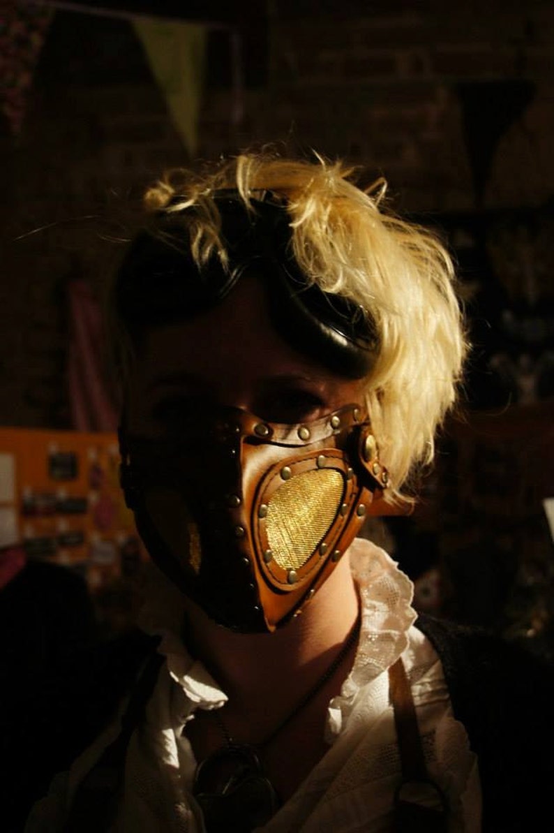 Leather Respirator Style Mask With Mesh Inserts - Etsy