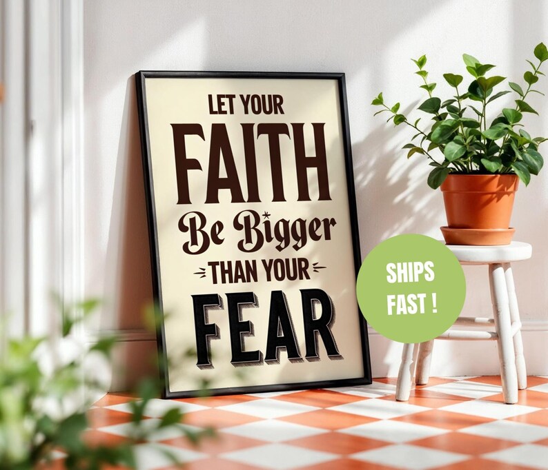 Inspirerende ingelijste poster: muurkunst motiverend citaat met geloof - Etsy Nederland