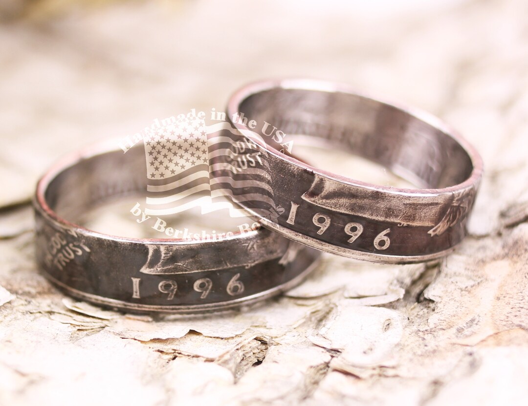 Anniversary Coin Ring Set, Wedding Ring Set, Quarter Rings, Coin Rings ...