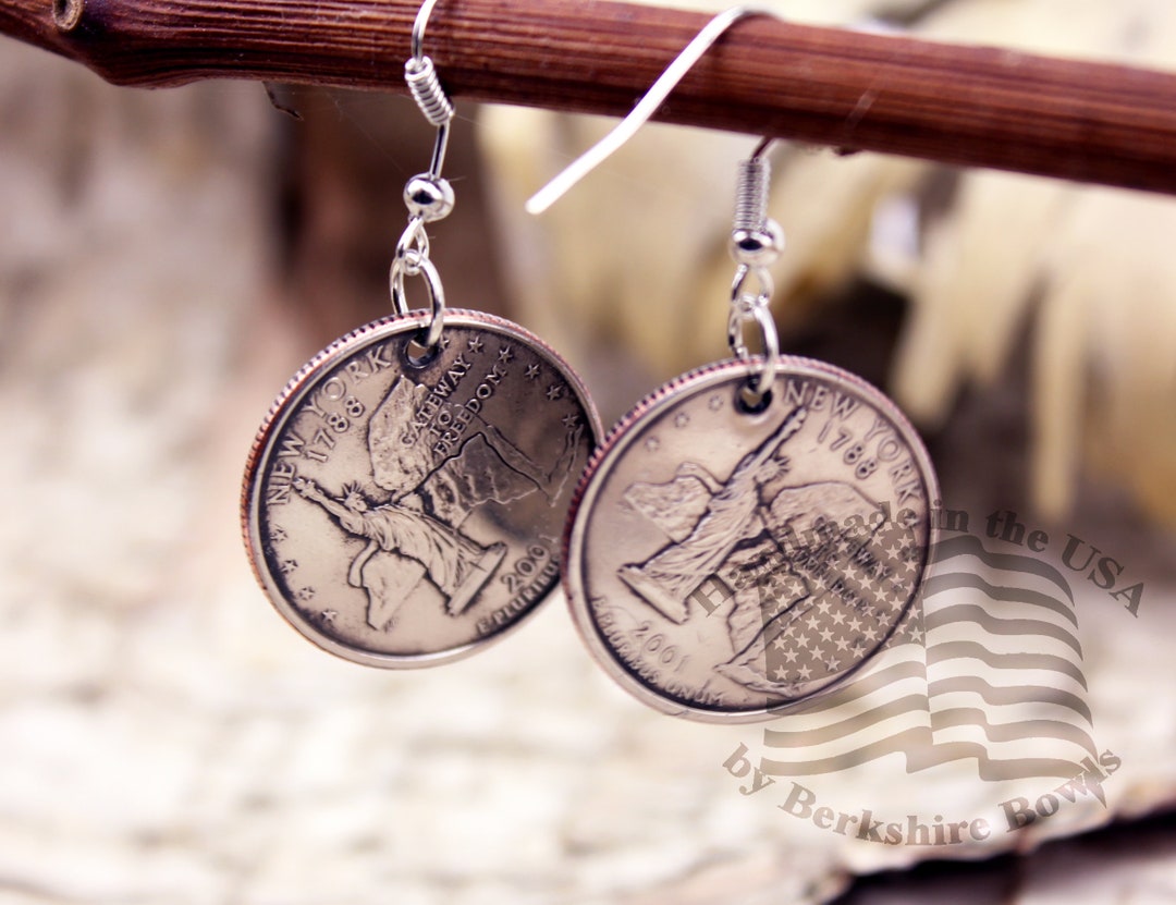 Polished State Coin Earrings, Polished Coin Jewelry, Coin Jewellery ...