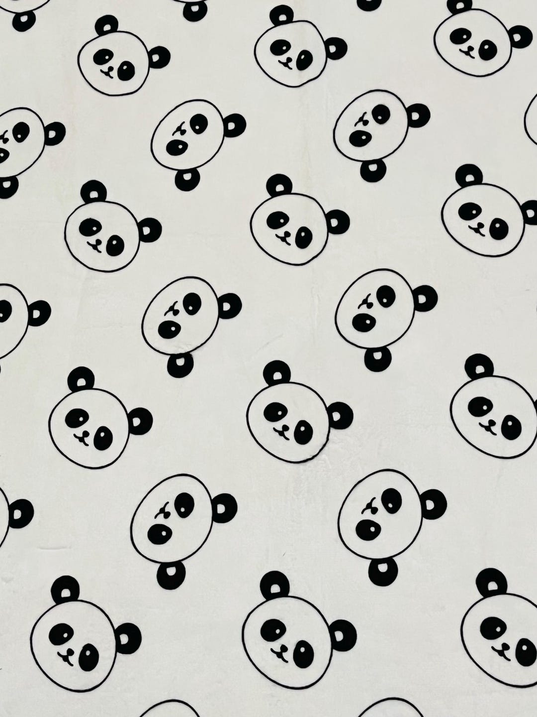 White and Black Panda Bear Print Minky Fabric by the Yard - Etsy