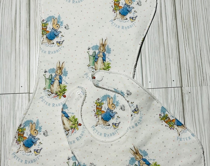 Peter Rabbit Baby Bib/burp Cloth Gift Set/ Custom Baby Shower Gift FREE ...