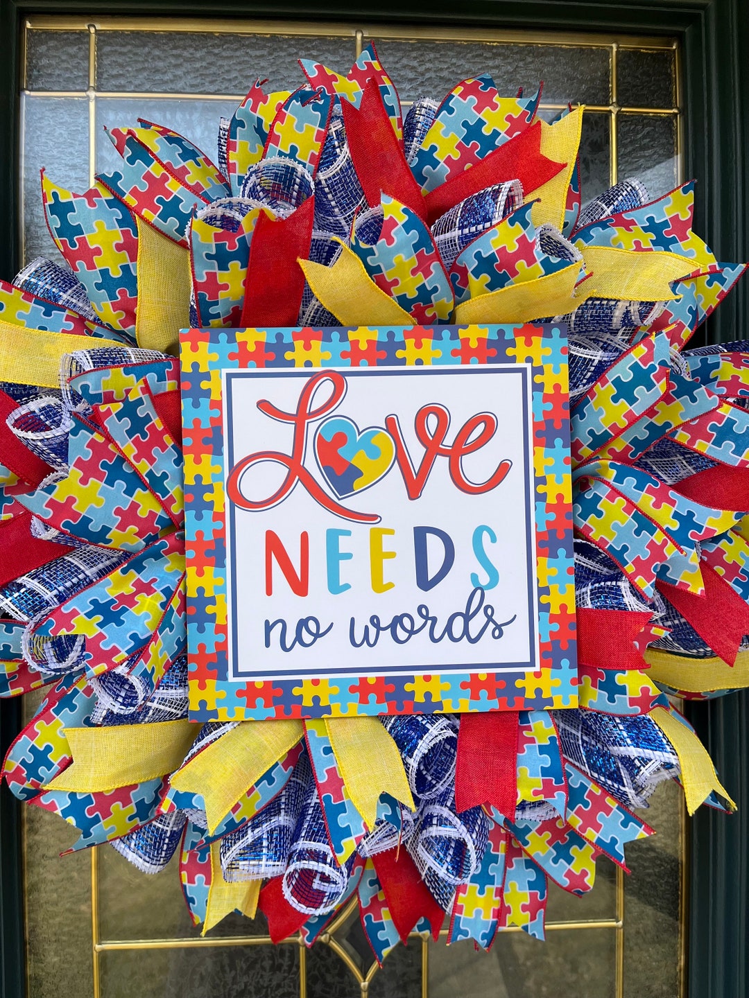 Autism Awareness Wreath/autism Wreath/ Love Needs No Words Wreath ...