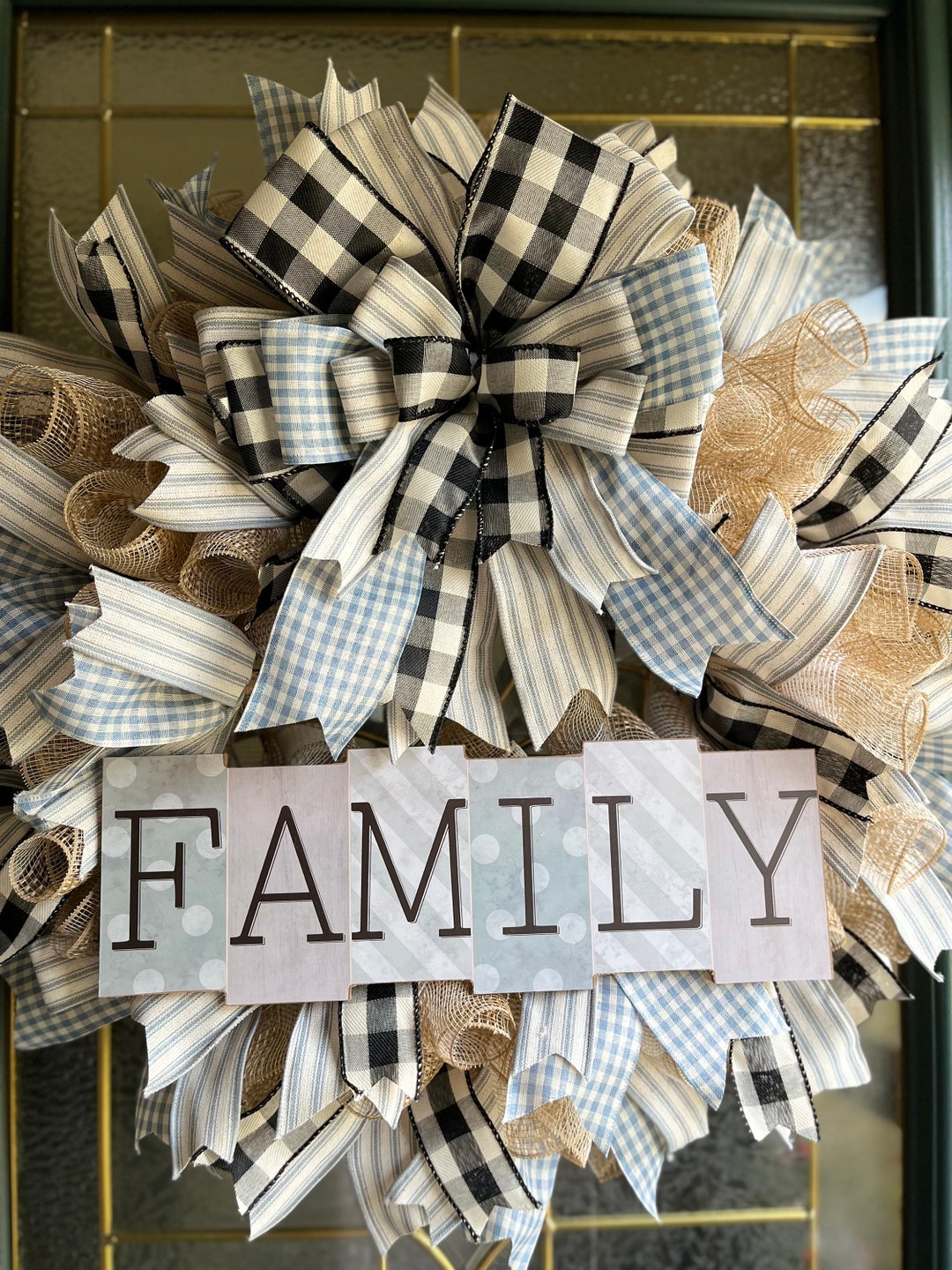 Family Wreath/blue Rustic Farmhouse Wreath/family Rustic Wreath/all ...