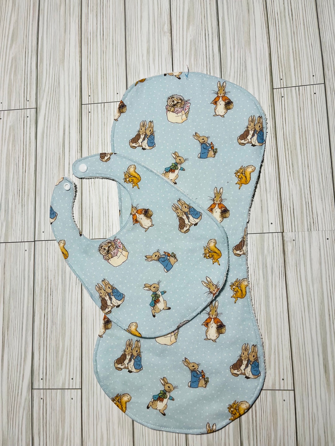 Peter Rabbit Baby Bib/burp Cloth Gift Set/ Custom Baby Shower Gift FREE ...