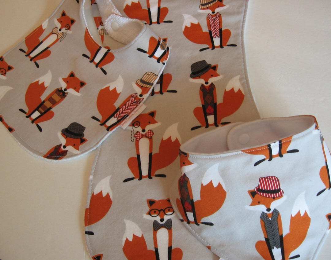 Fox Baby Bib Burp Cloth Gift Set /create Your Own Baby Shower Gift FREE ...