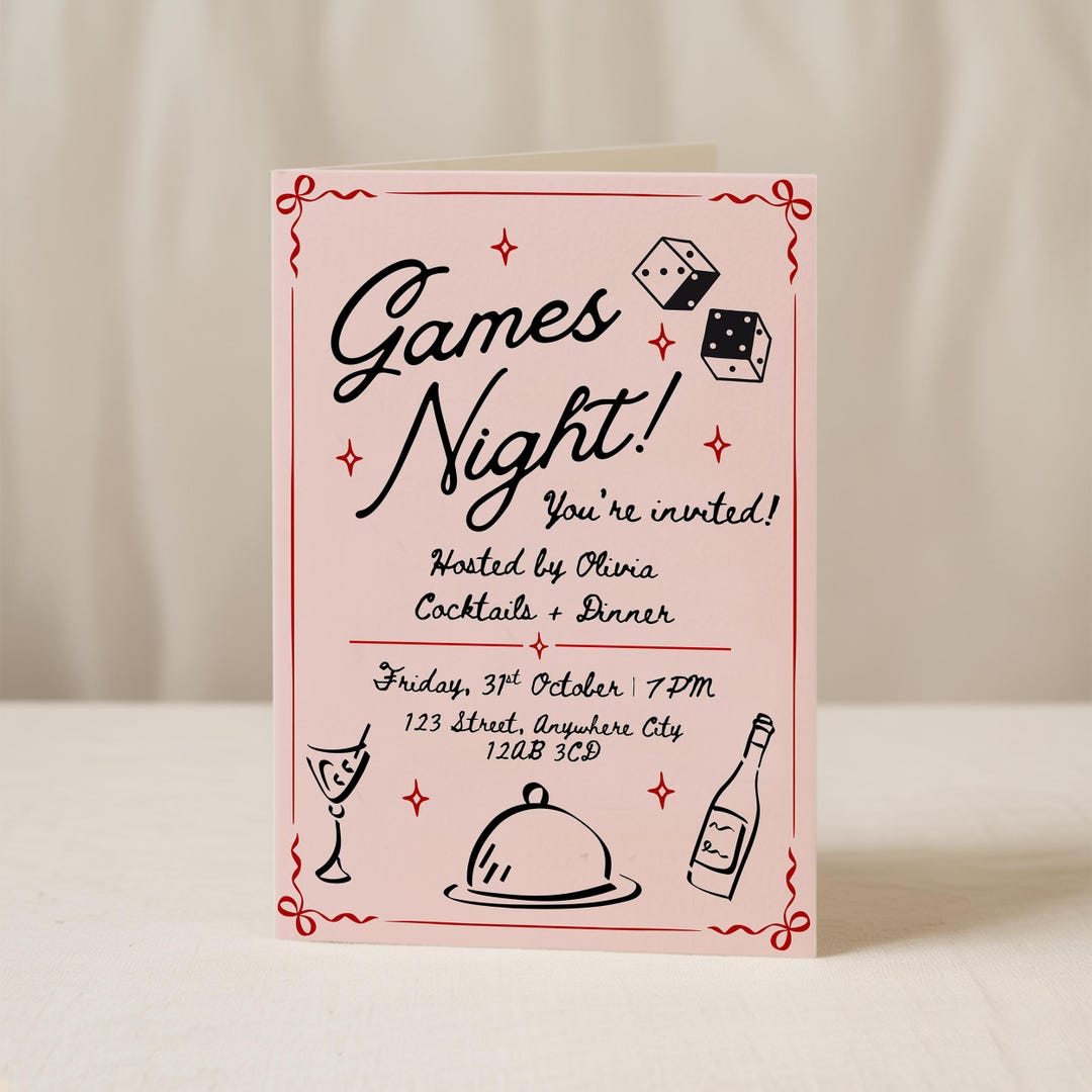 Games Night Invitation Template | Editable Casino Design (mobile ...