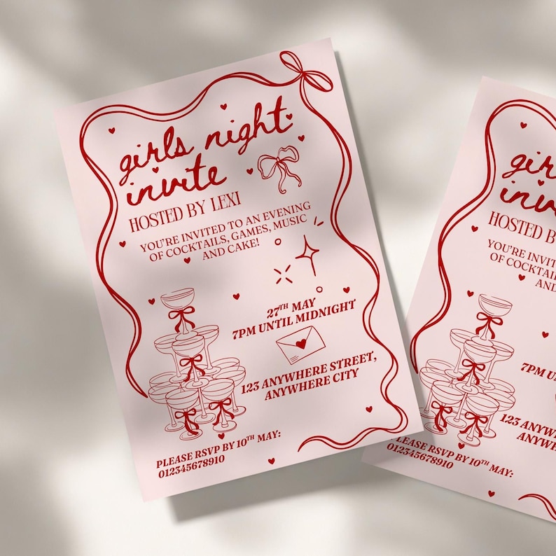 Girls Night Customisable Invitation Template – Fun Cocktail Party ...