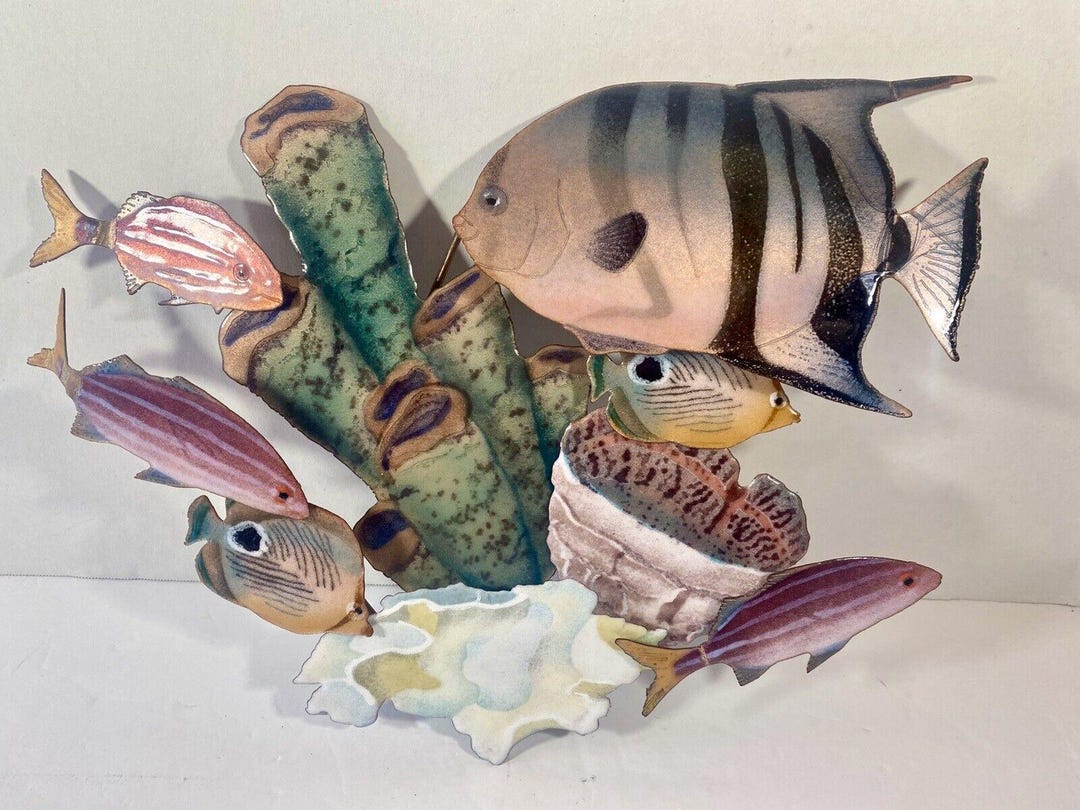 Bovano of Cheshire Copper Enamel Wall Art Tropical Ocean Vintage ...