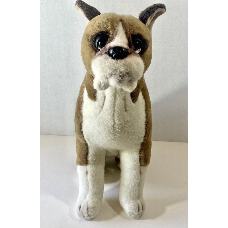 Boxer Dog Plush Large Stuffed Animal Lifelike Sitting 16 Inch - Etsy