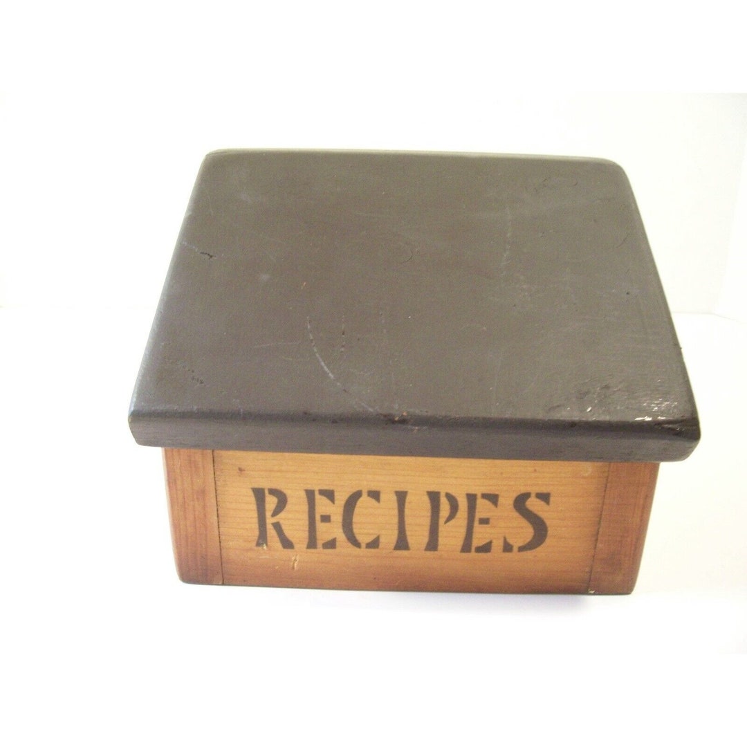 Vintage Wood Recipe Card File Box 1970s Hinged Lid Country Farmhouse - Etsy