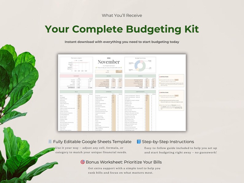 Monthly Budget Spreadsheet | Google Sheets Budget Planner | Income ...