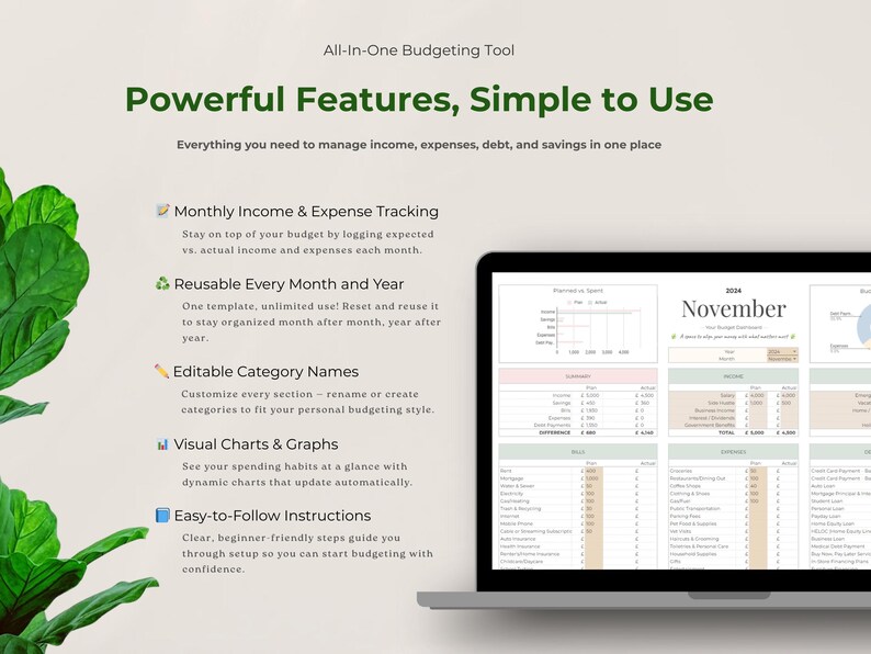 Monthly Budget Spreadsheet | Google Sheets Budget Planner | Income ...