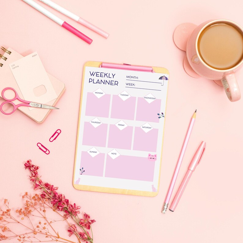 Editable Weekly Planner - One Page-canva Template-a4 & Letter Sizes ...