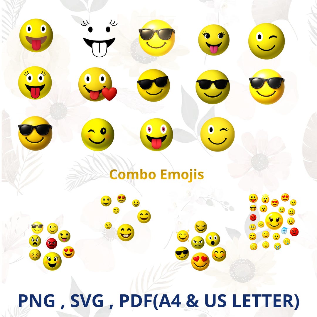 Emoji Clipart Bundle/png & SVG /digital Stickers Pack/printable Emoji ...