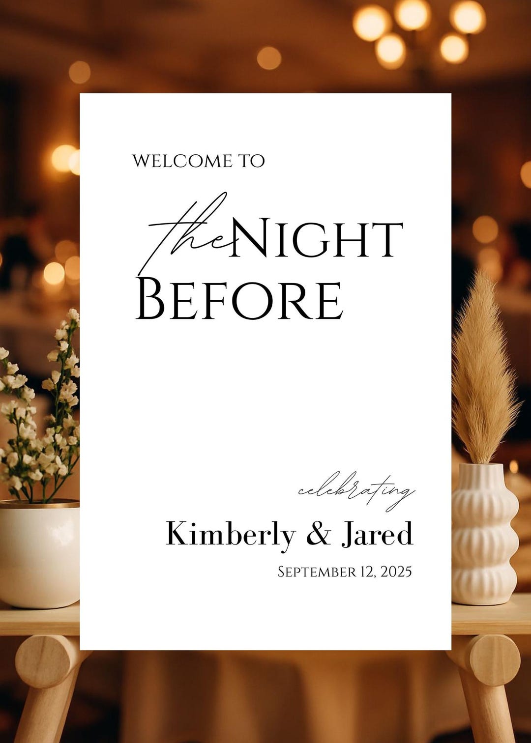 Rehersal Dinner Sign Template, the Night Before Wedding Sign, Wedding ...