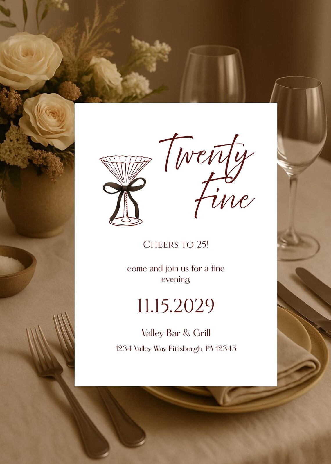 Twenty Fine Martini Birthday Invitation Template (digital) - Etsy