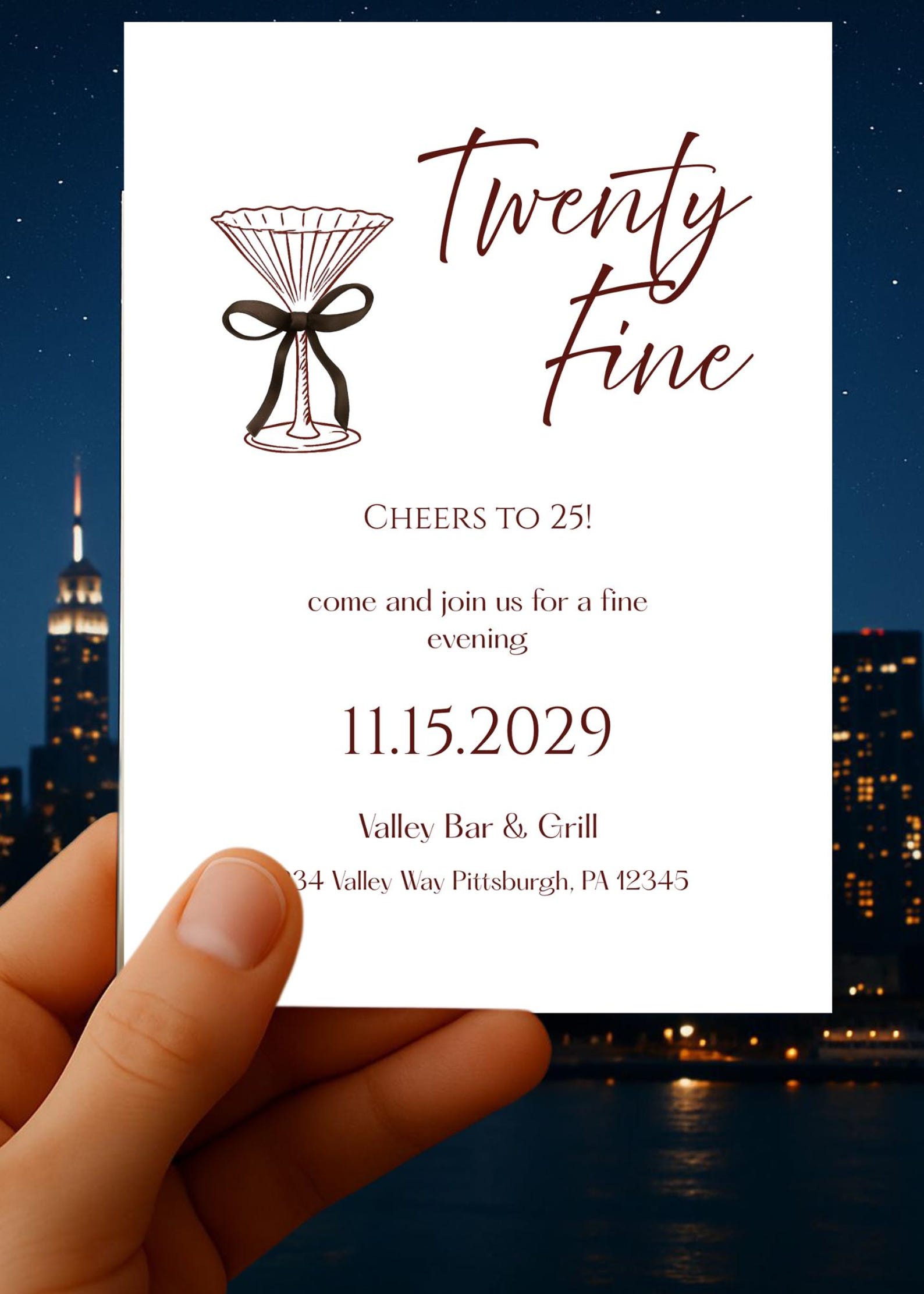 Twenty Fine Martini Birthday Invitation Template (digital) - Etsy