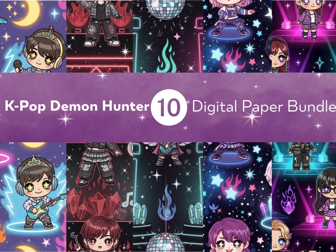 K-pop Demon Hunter Digital Gift Wrap Paper | Anime Printable Wrapping ...