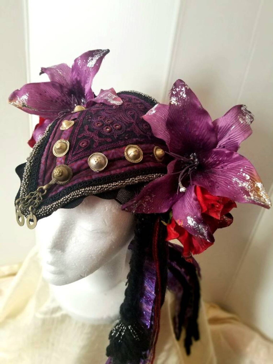 Purple Lily Red Rose Silver FCBD Fusion Belly Dance Adjustable | Etsy