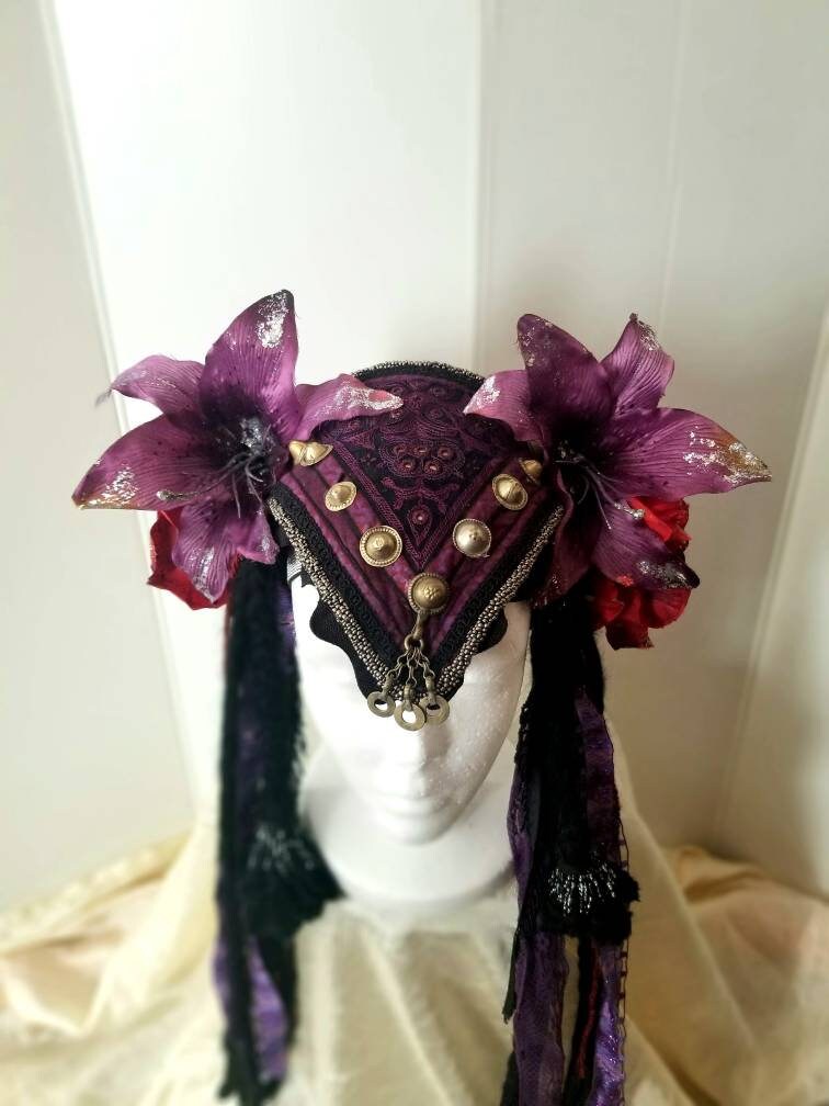 Purple Lily Red Rose Silver FCBD Fusion Belly Dance Adjustable - Etsy