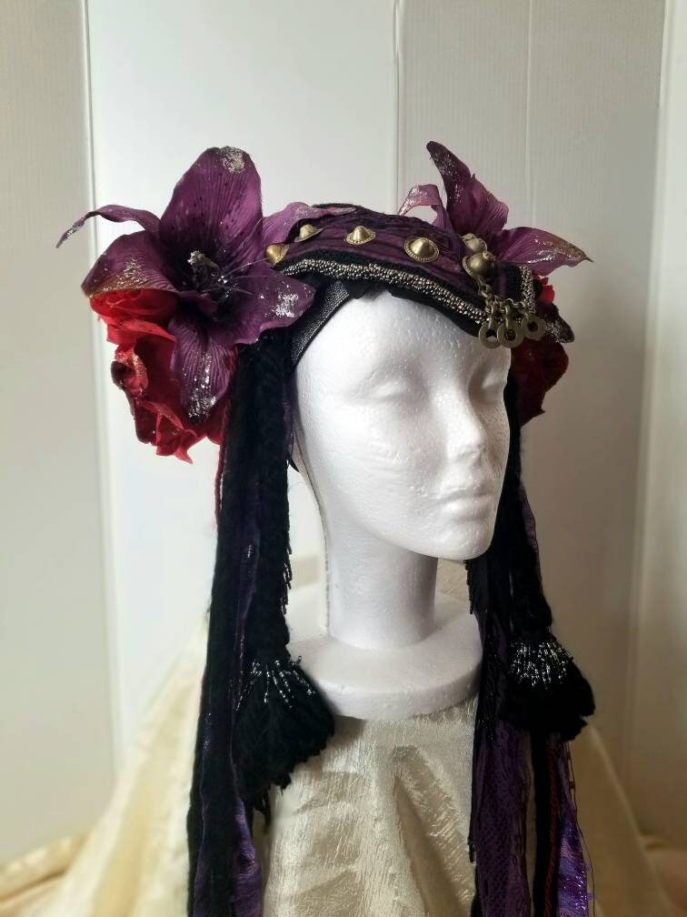 Purple Lily Red Rose Silver FCBD Fusion Belly Dance Adjustable - Etsy