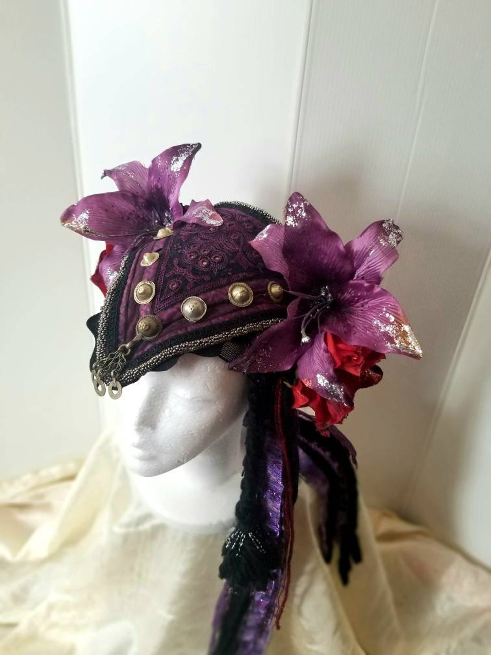 Purple Lily Red Rose Silver FCBD Fusion Belly Dance Adjustable | Etsy