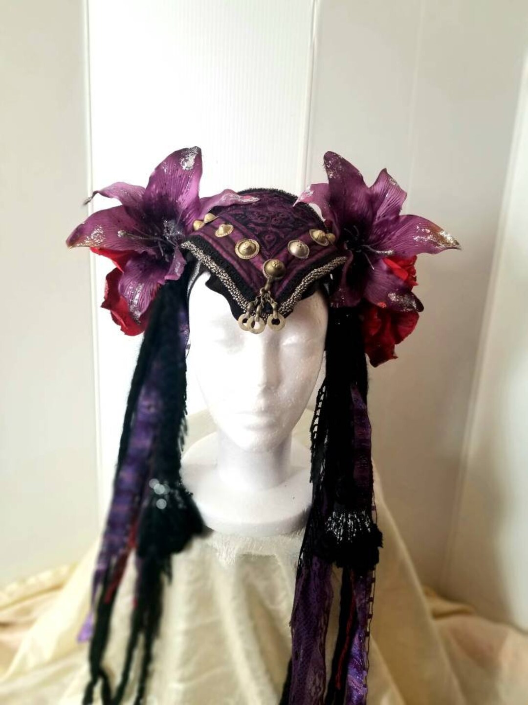 Purple Lily Red Rose Silver FCBD Fusion Belly Dance Adjustable ...