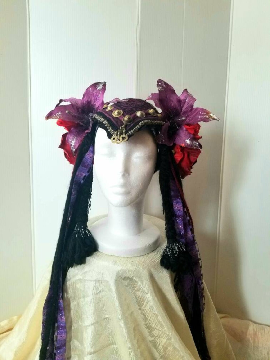 Purple Lily Red Rose Silver FCBD Fusion Belly Dance Adjustable | Etsy
