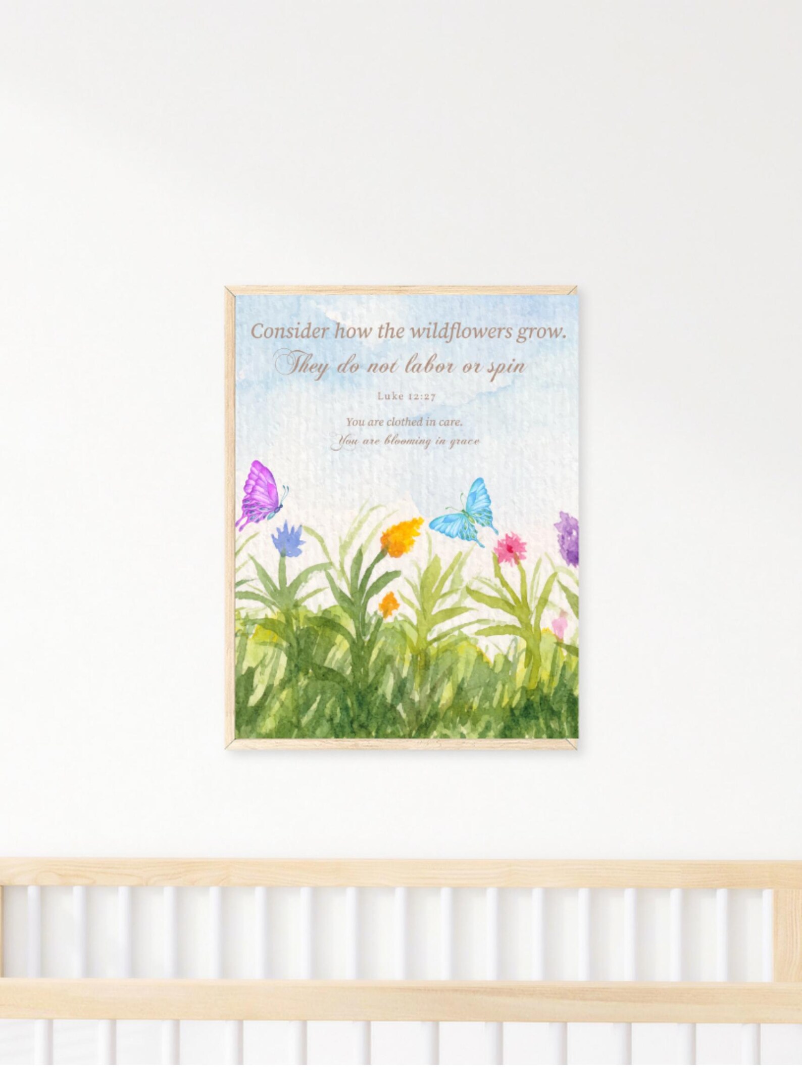 Christian Nursery Wall Art – Consider the Wildflowers Bible Verse Print ...
