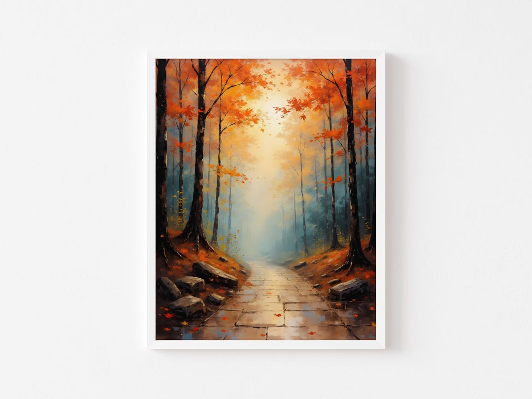 Autumn Forest Path Print – Rustic Landscape, Fall Decor (digital ...