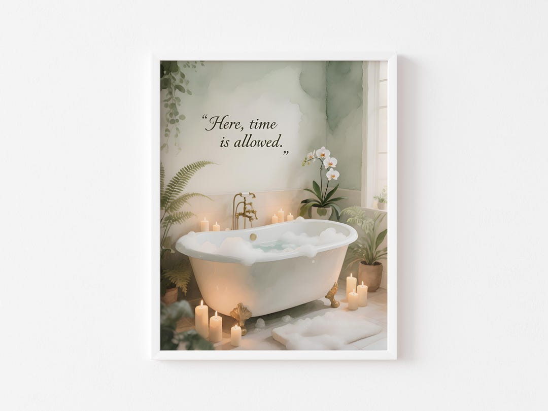 Vintage Clawfoot Bathtub Printable Wall Art - Cozy Spa Scene, Warm ...