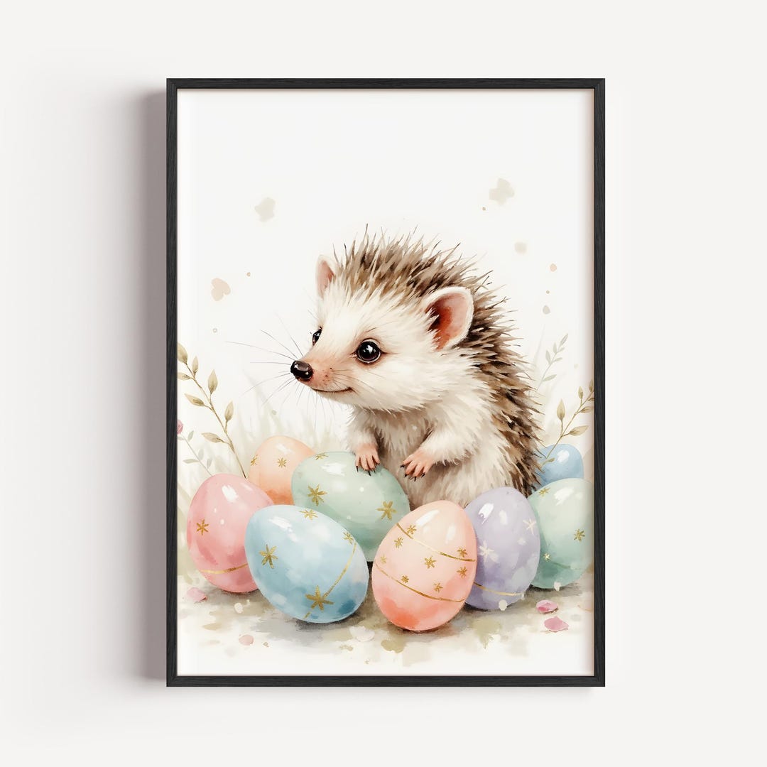 Printable Watercolor Baby Hedgehog Art - Cute Nursery Spring Decor ...