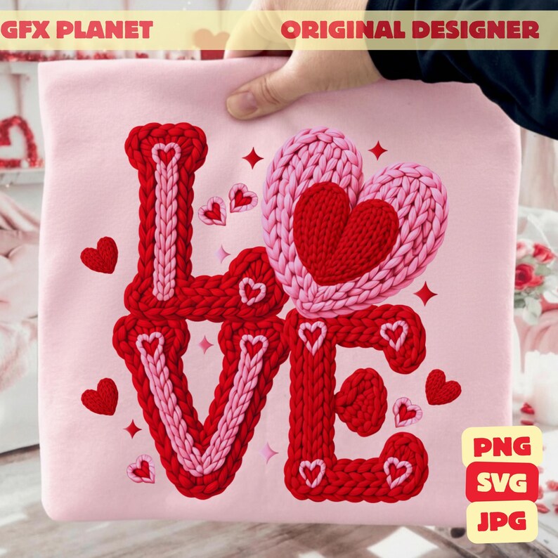 Knitted Valentine's Design , Braided Love Heart PNG SVG (digital ...