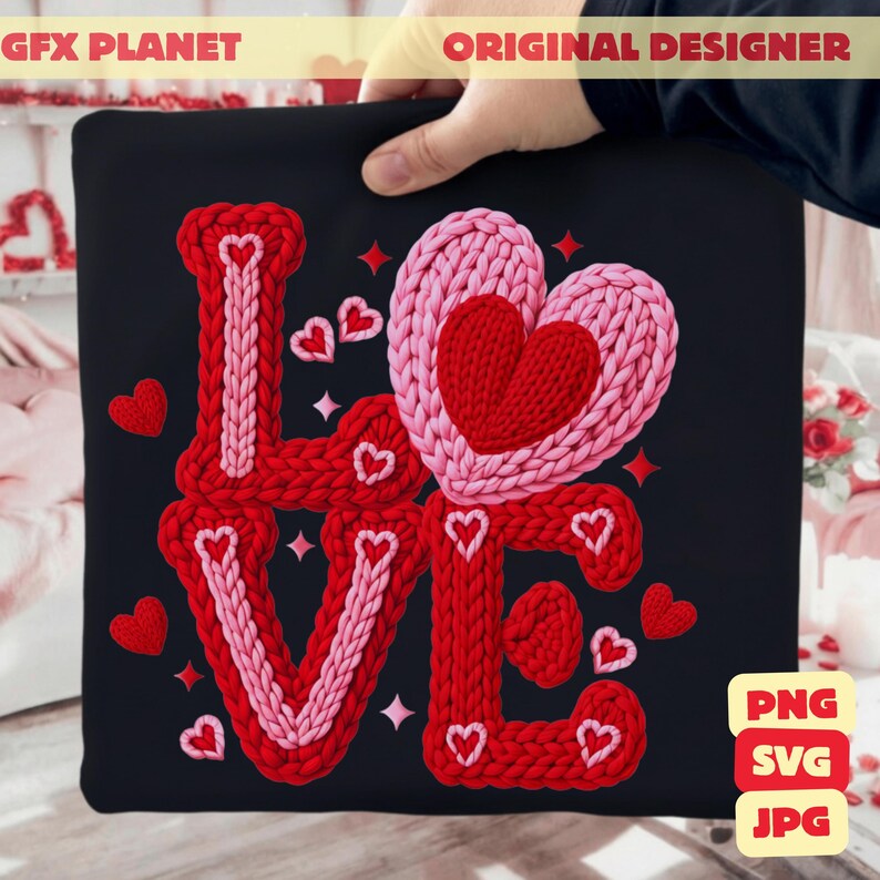 Knitted Valentine's Design , Braided Love Heart PNG SVG (digital ...