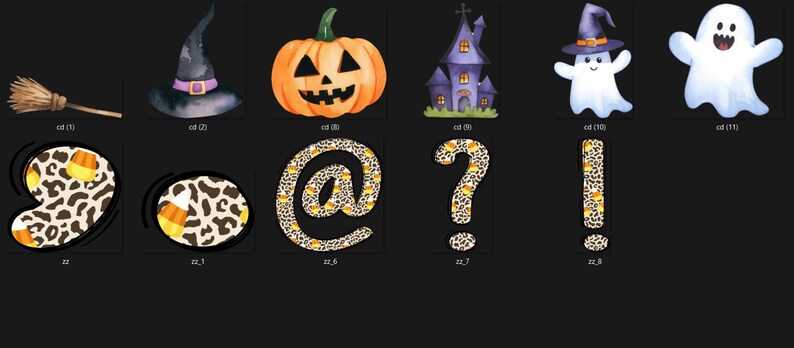 Halloween Doodle Alphabet & Number PNG Set: Spooky Letters Clipart ...